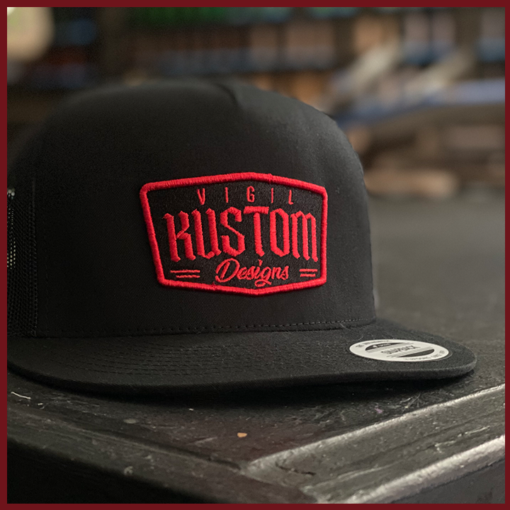 VIGIL KUSTOM SHIELD RED BLACK LOGO – Vigil Kustom Designs